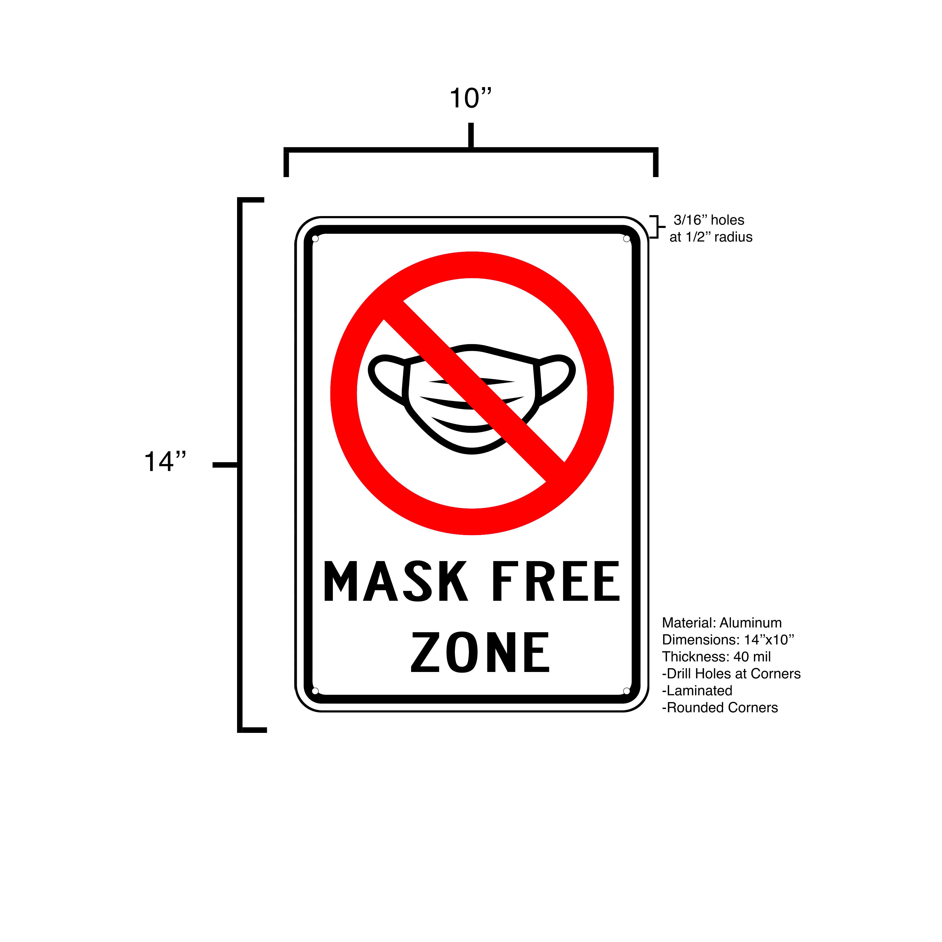 Mask Free Zone 14''x10'' Aluminum Sign - Etsy