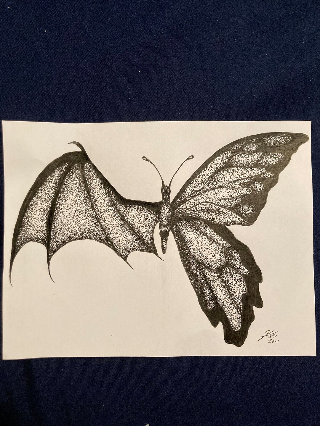 Bat Butterfly Pointillism Artwork - Etsy