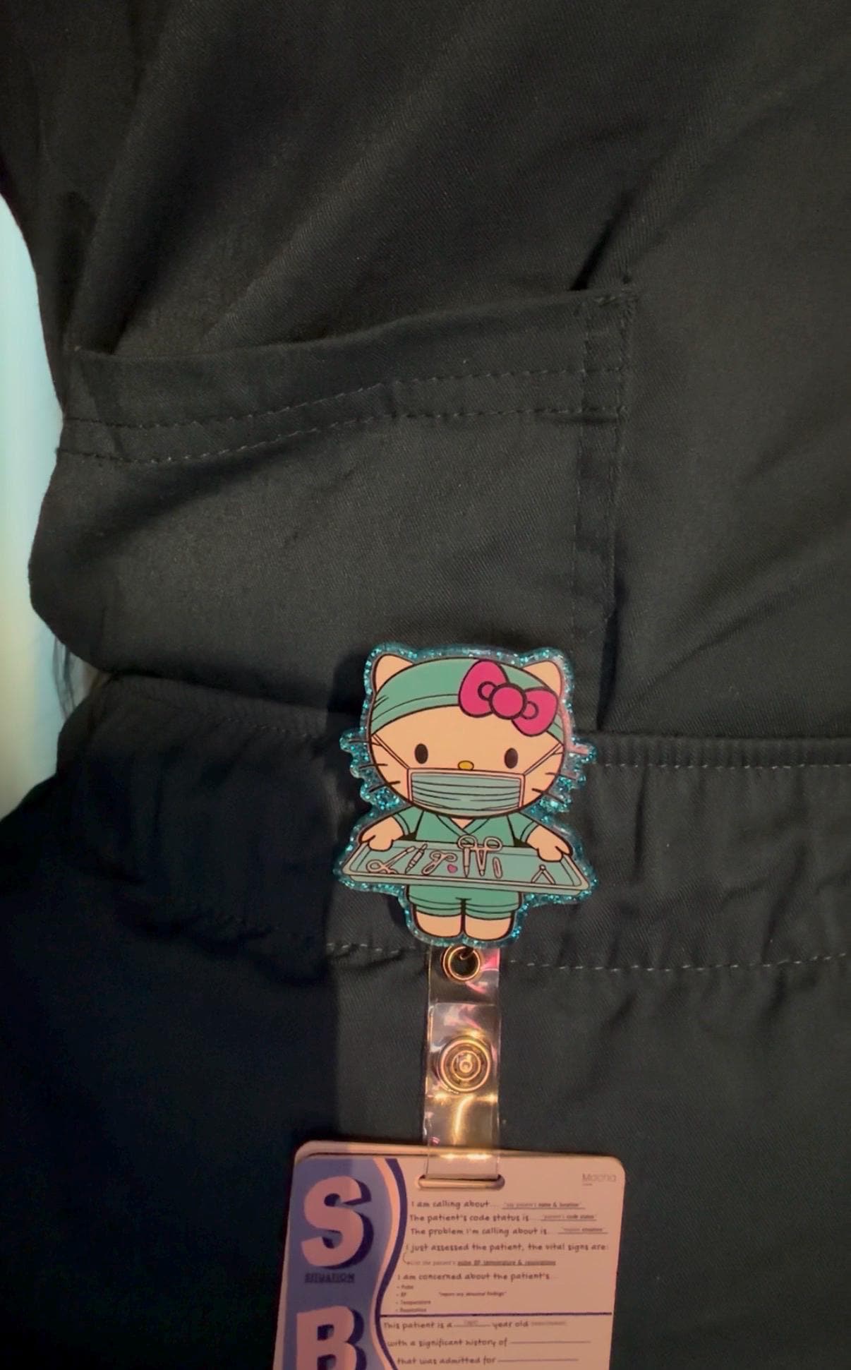 Surgical Hello Kitty Badge Reel | Blue Medical Badge Holder ...