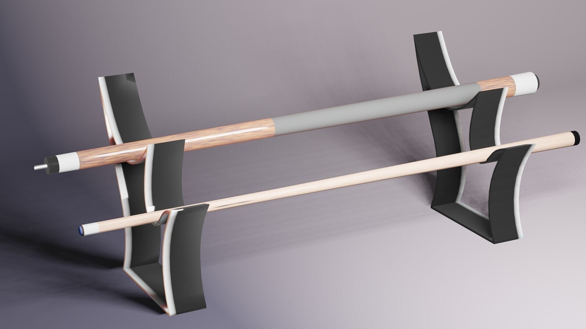 Pool Cue Stands Trio in 3D Print Various Colors, Cue Stick Display Rack ...