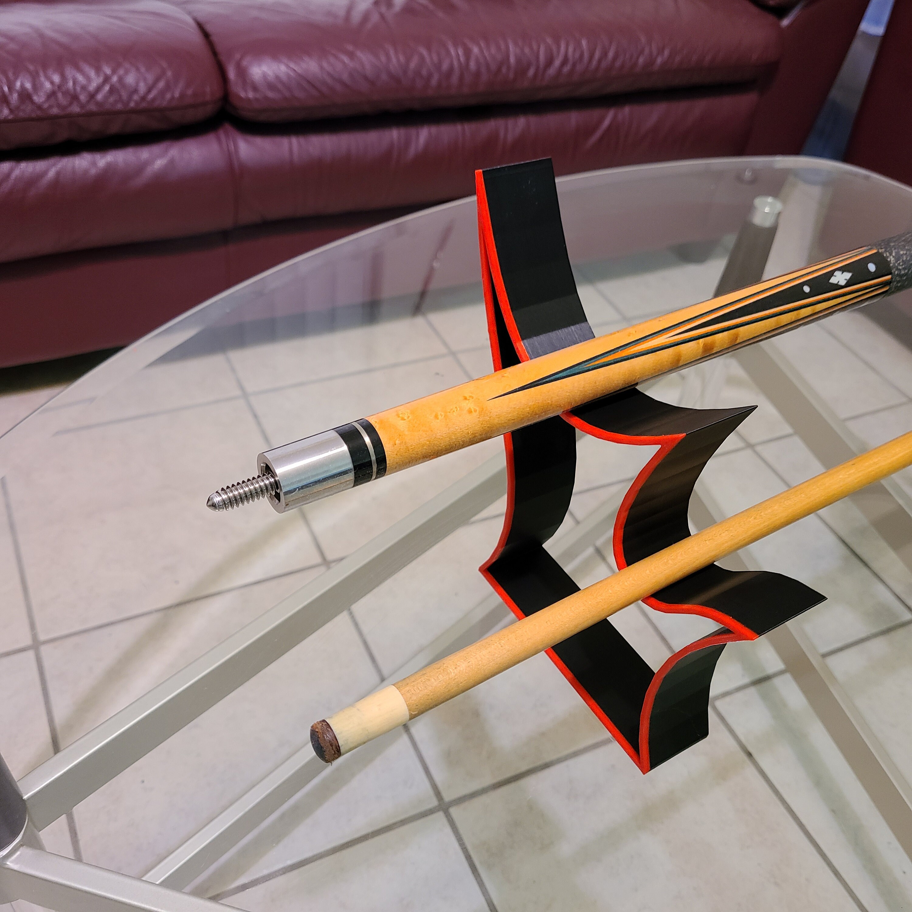 Pool Cue Stands Trio in 3D Print Various Colors, Cue Stick Display Rack ...