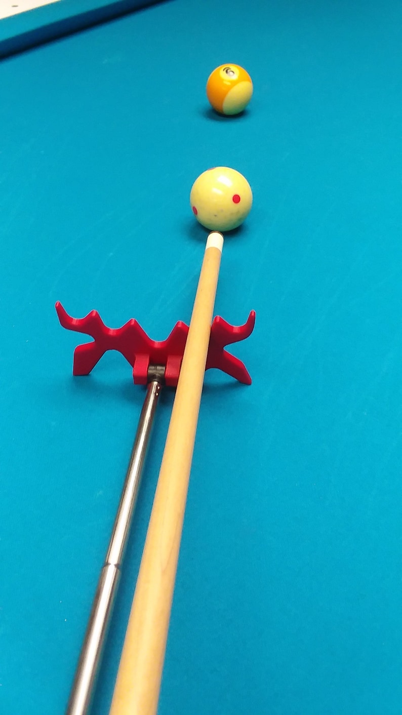 Red Pool Bridge 3D Printed With 40" Telescoping Handle Pool Cue ...
