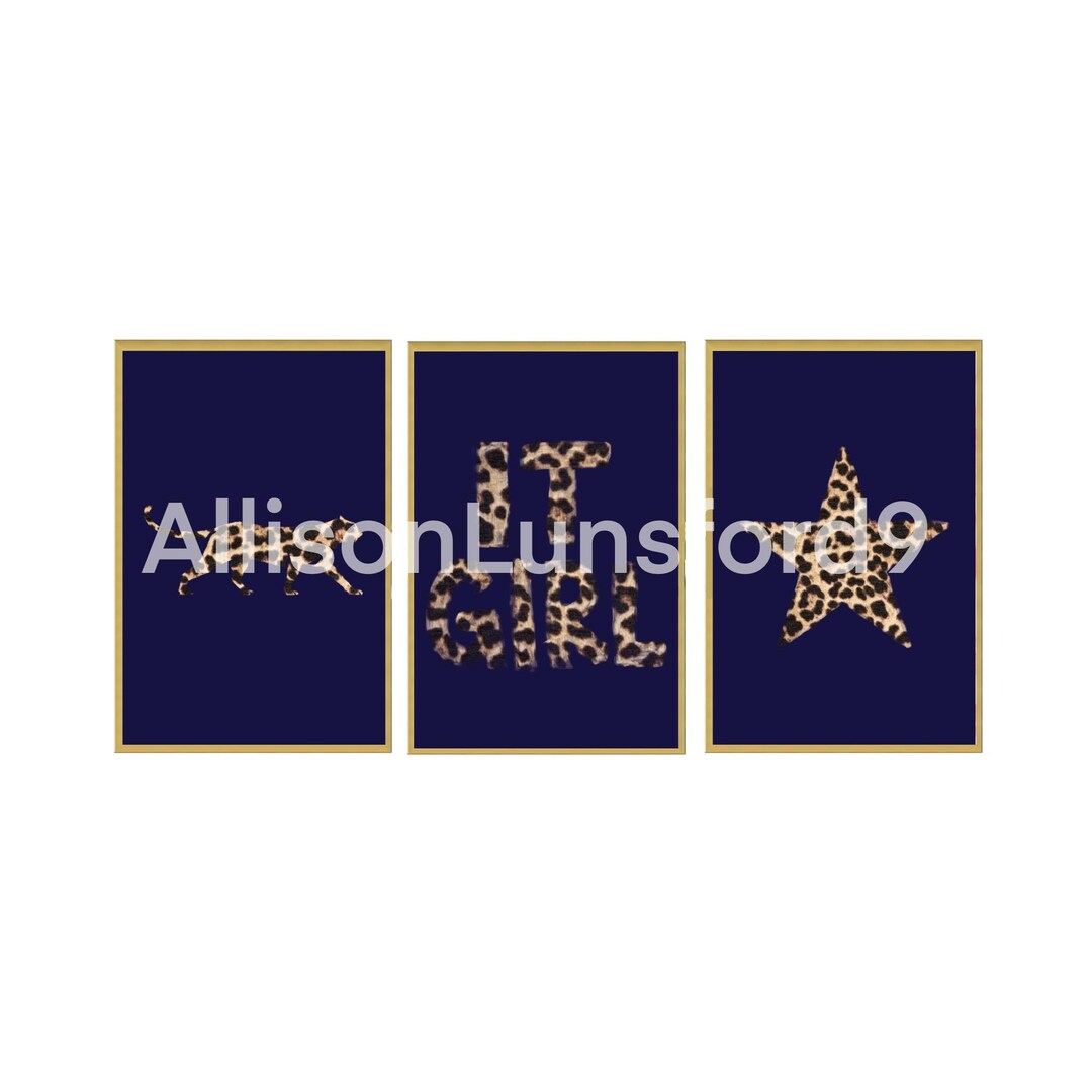 Navy and Leopard Print Prints/posters - Etsy