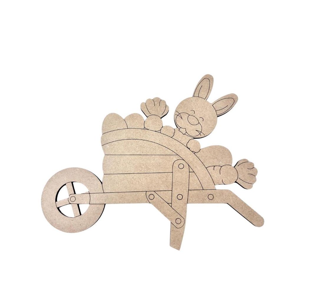 Small 3" - 10" Easter Wheelbarrow Wood Craft | Paint by Line | Easter ...