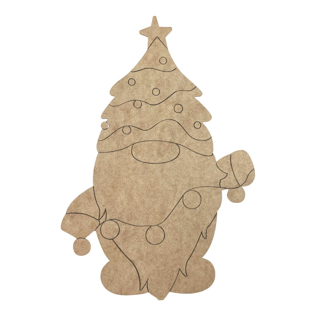 Christmas Gnome With String of Lights Wood Cutout, Buy Our Paint by ...