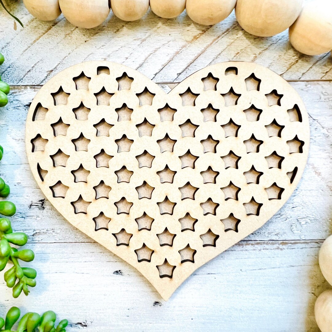 Large TWO Layer Star Heart | Valentine Heart | Wood Valentine Heart ...