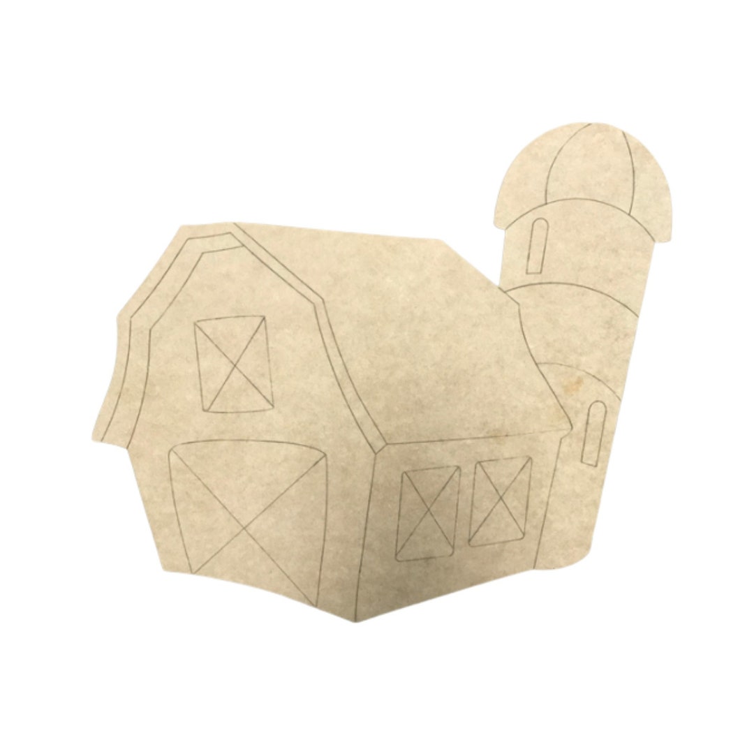 Barn With Silo | Wooden Craft Cutout | Farm Decor | Wooden Door Hanger ...