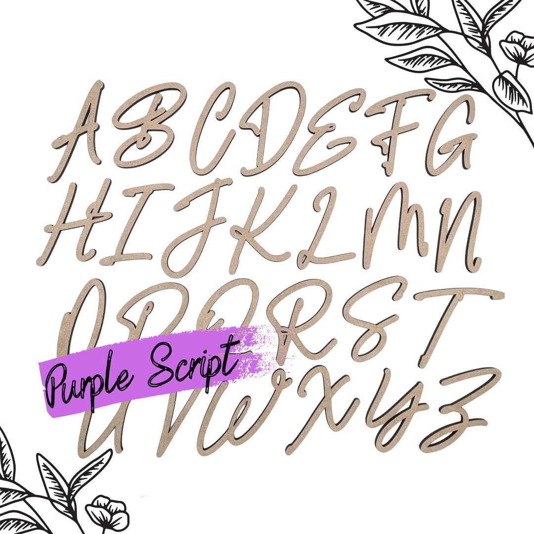 Large Purple Script | Handwriting Style Letters | Wood Crafts | Wood ...