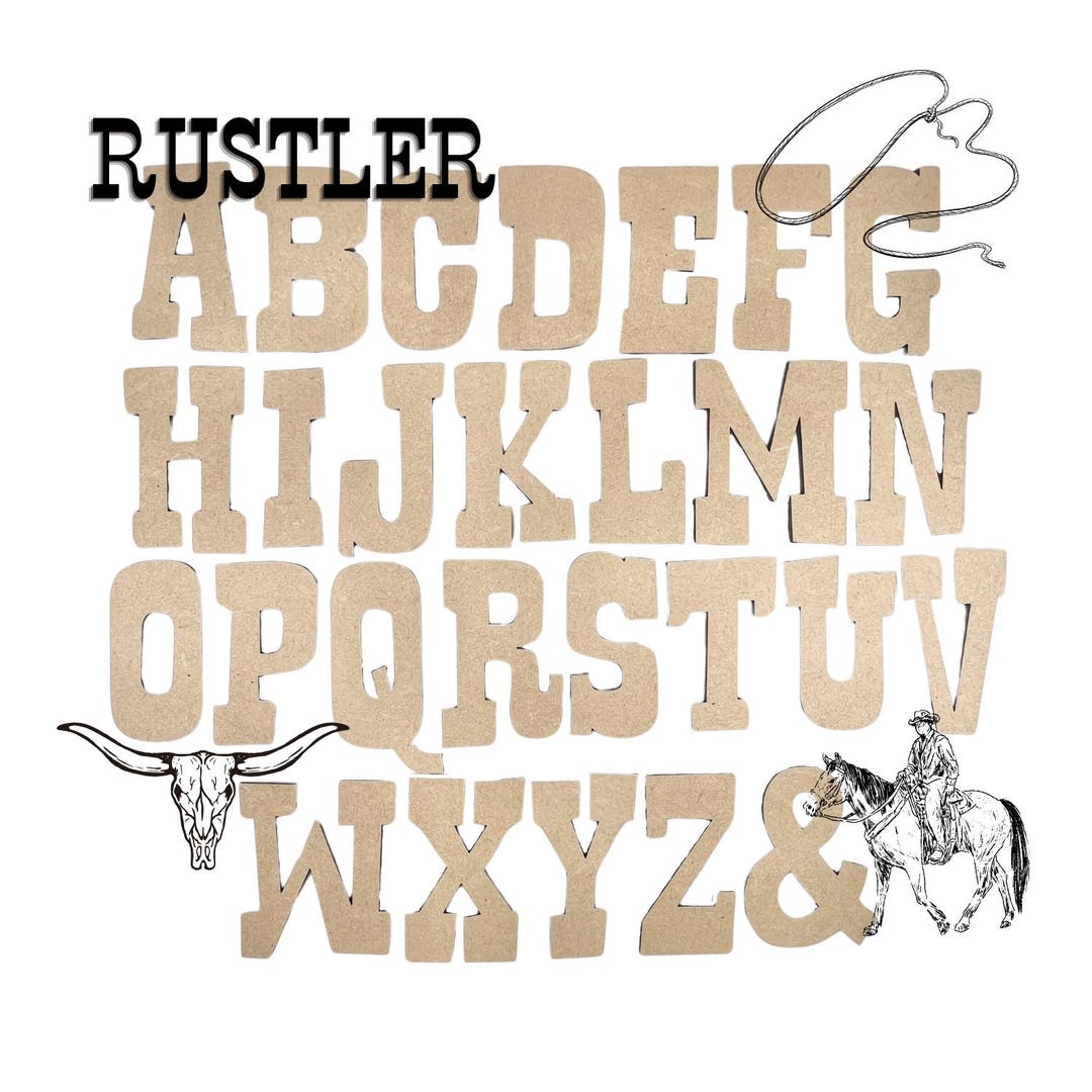Large Rustler | Cowboy Western Style Letters | Wood Crafts | Wood ...