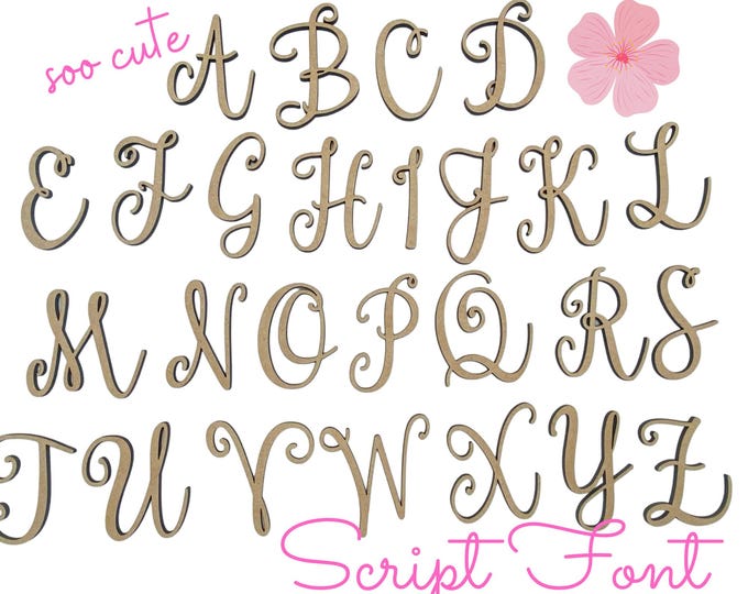 Small Scroll Monogram Cursive Style Letters Script Letters Wood Crafts ...