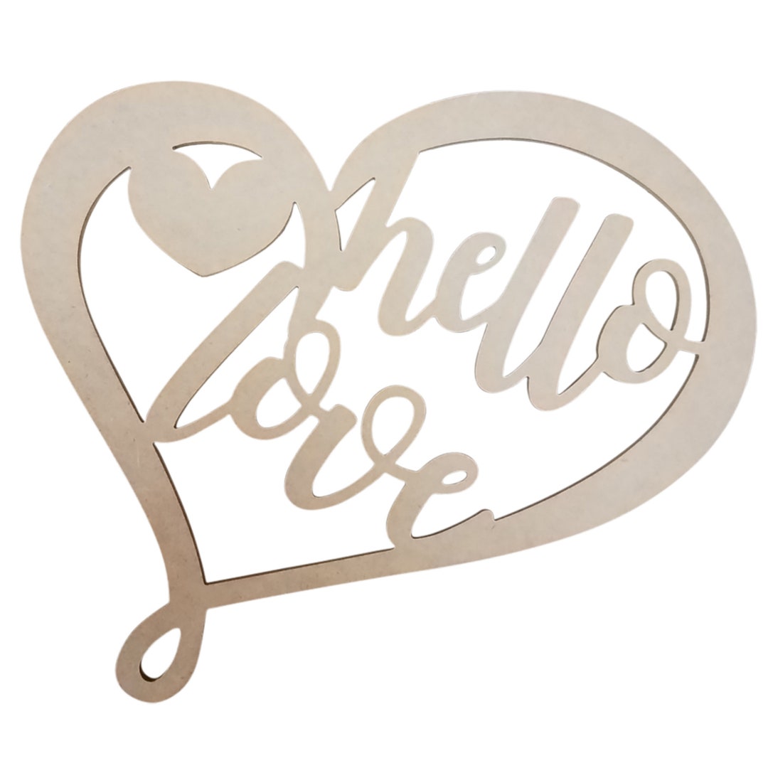 Hello Love Heart Word Cutout | Wooden Heart Shape | Valentine Word ...