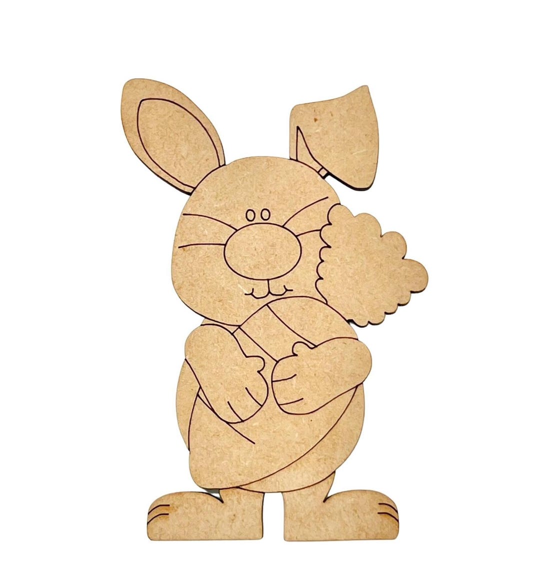 Large 12"-22" Easter Bunny With Carrot Egg Wood Craft | Paint by Line ...