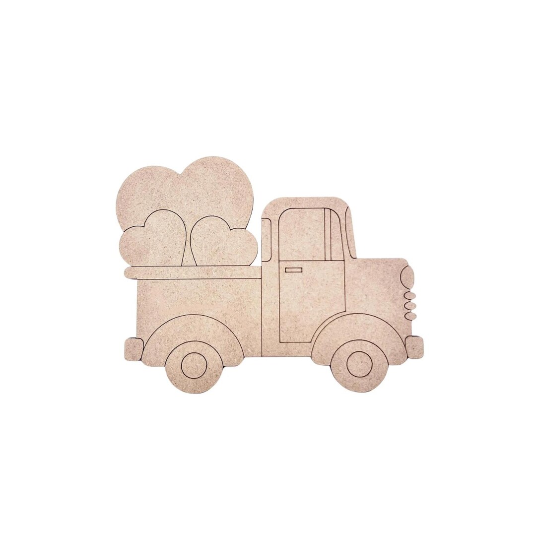 Small 3" - 10" Valentine Truck Wood Craft | Paint by Line | Valentine ...