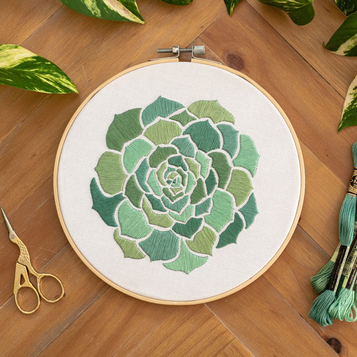 Satin Succulent Embroidery Pattern Hand Embroidery Pattern Botanical ...