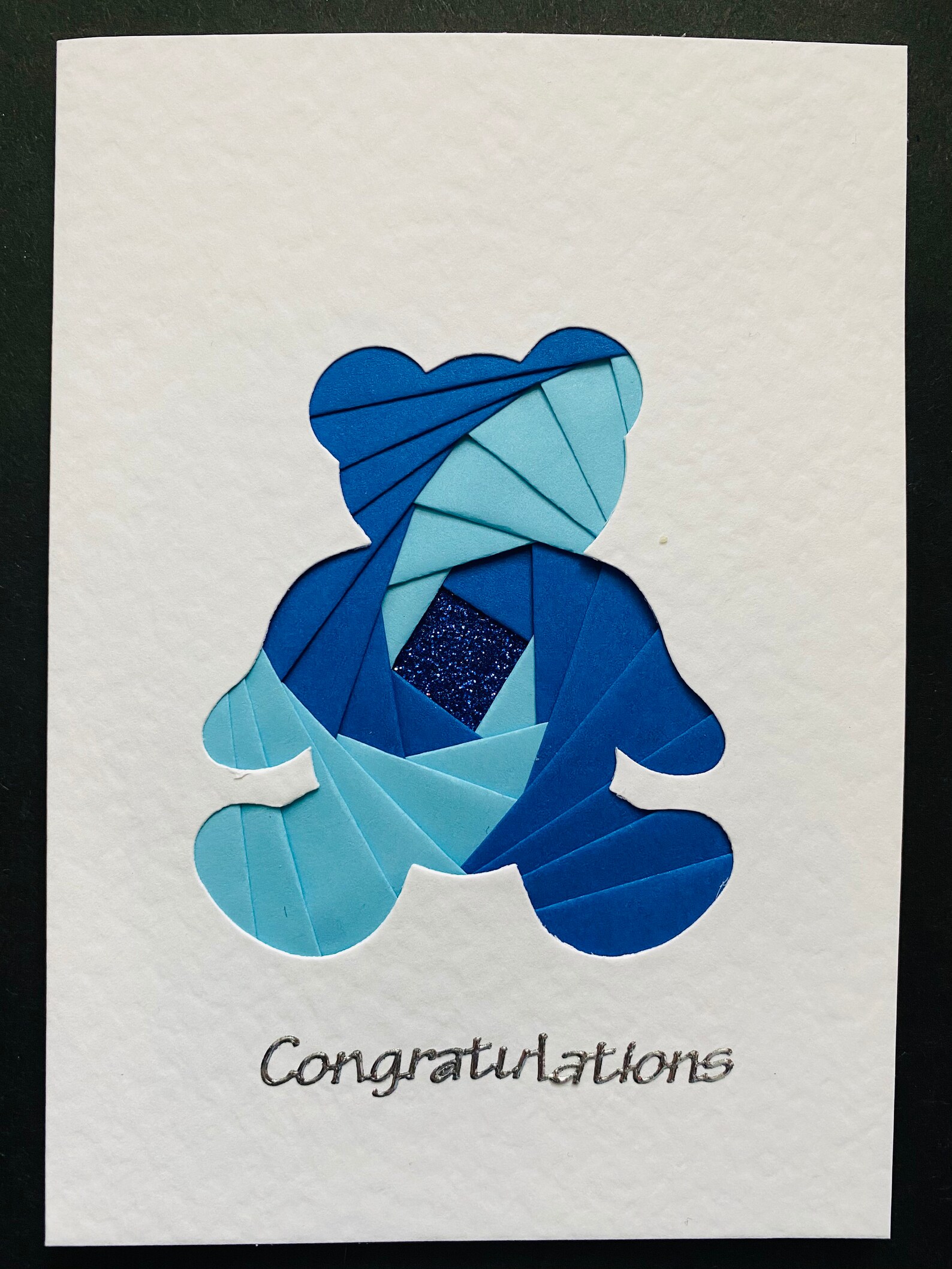 Hand Made Congratulations Teddy Bear Card in Blue. | Etsy