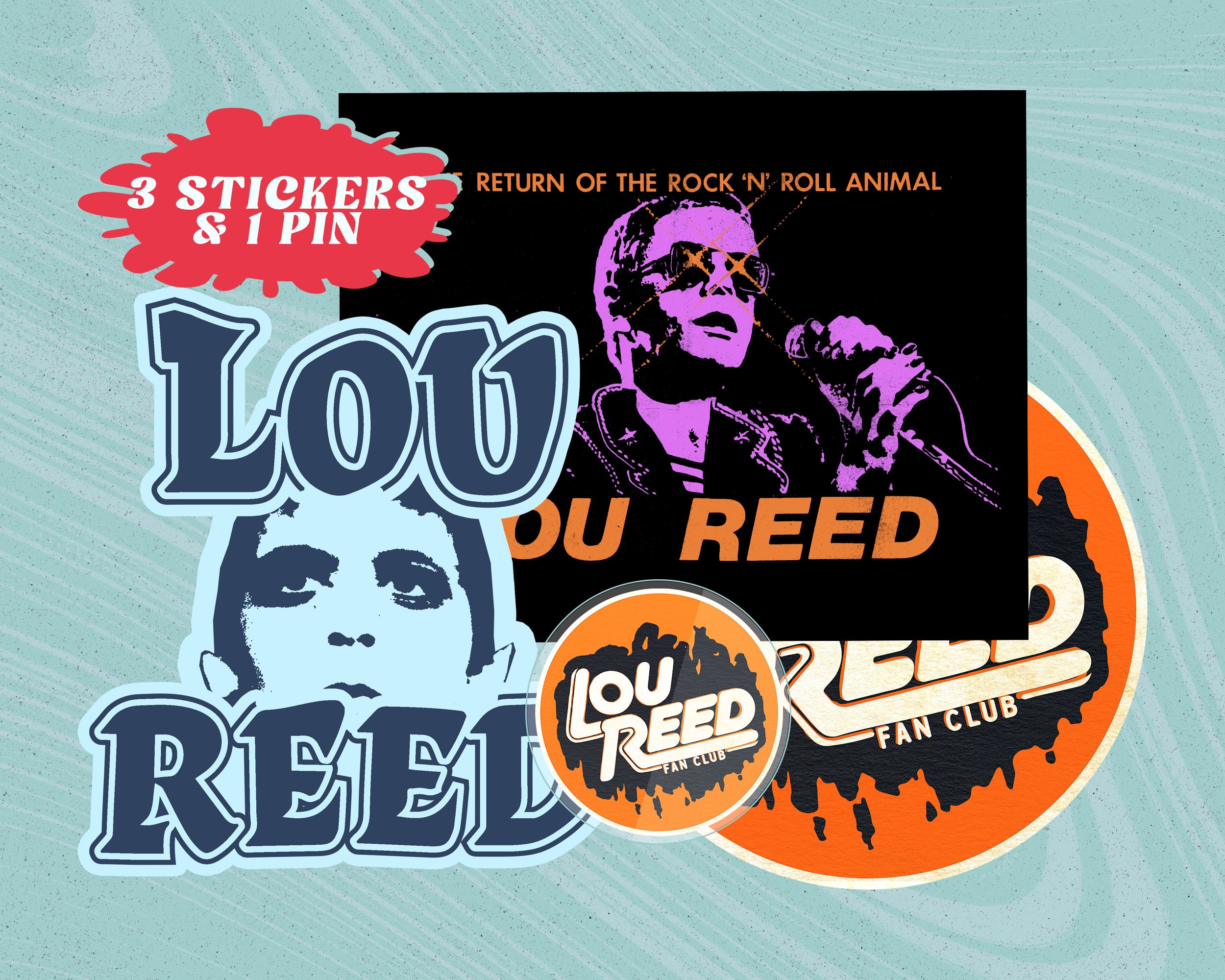 Lou Reed Punk Pack 3 Stickers and an Acrylic Pin Velvet - Etsy