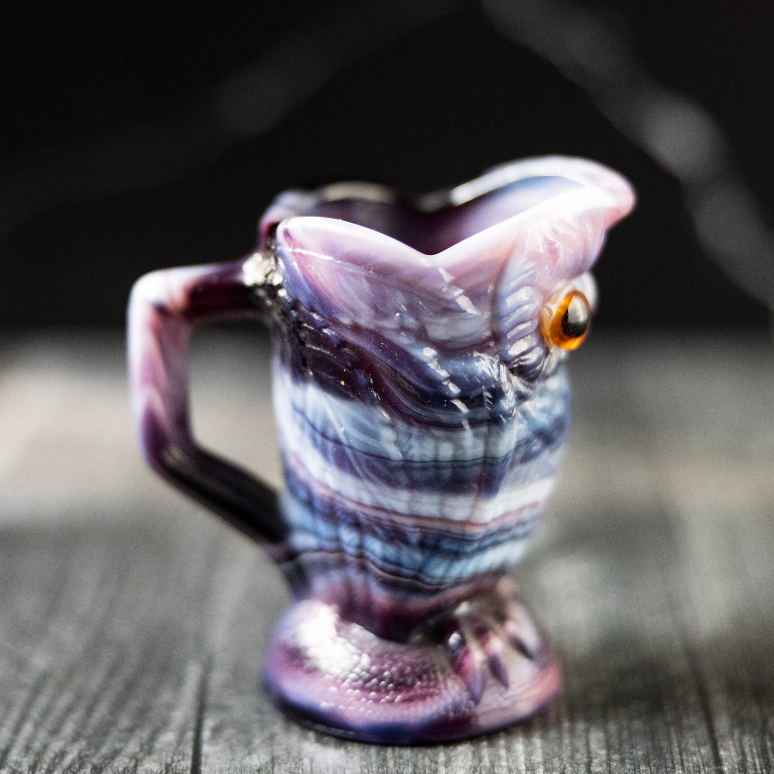 Imperial Slag Glass Purple Owl Pitcher Creamer Applied Eyes - Etsy