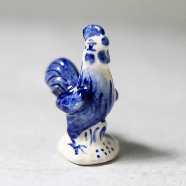 Blue and White Porcelain Rooster - Etsy