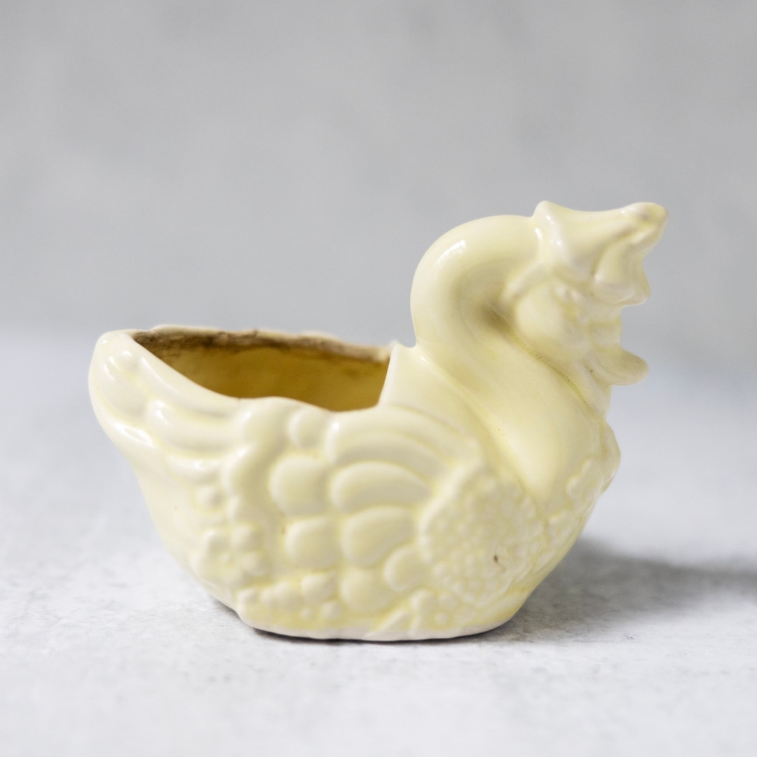 Ceramic Mother Goose Vintage Planter Pale Yellow 1940s Fredericksburg ...
