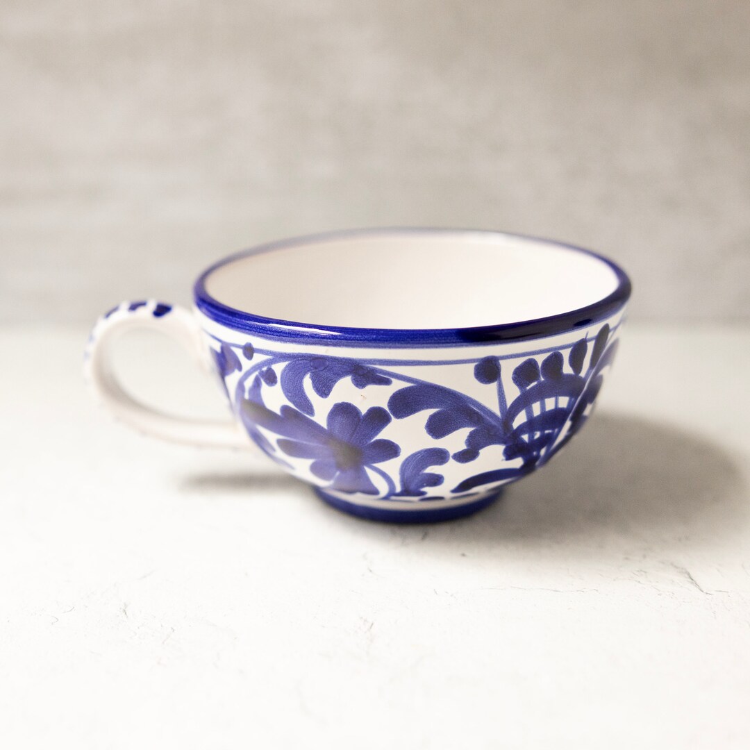 Vintage Oversized Italy Italian Blue White Pottery Cup Mug Bowl - Etsy