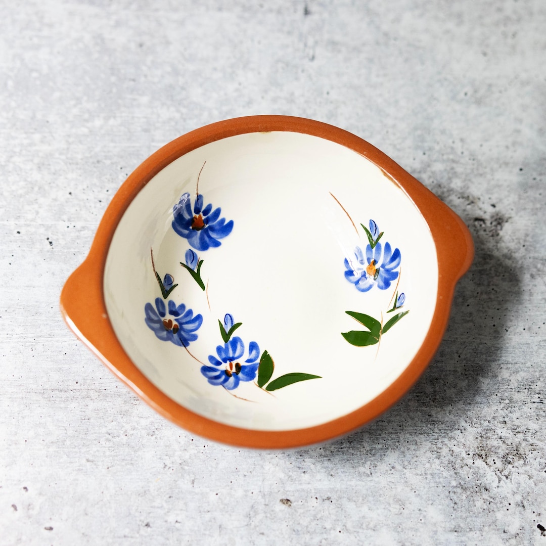 Stangl Chicory Lugged Cereal Bowl Brown Outside Blue Flowers Vintage ...