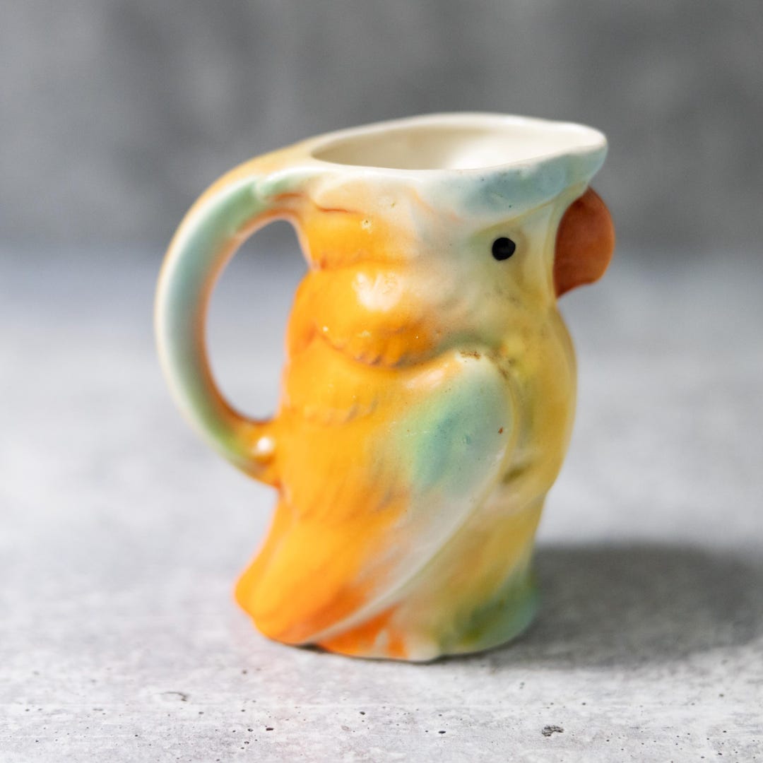 Vintage Ceramic Czech Pottery Parrot Pitcher Creamer Made in ...