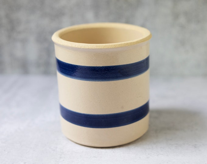 Robinson Ransbottom Pottery Blue Bands Stripes Glazed Vintage Crock ...