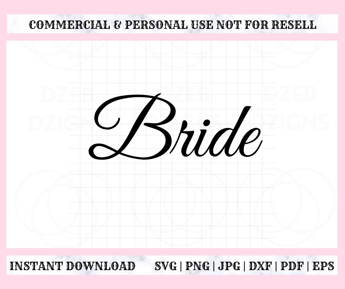 Bride Download for Designs, Bride Font SVG, PNG Sublimation Designs for ...