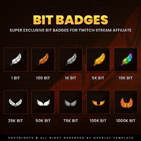 Feather Bit Badges Sub Badges for Twitch 10 Pack Quill - Etsy