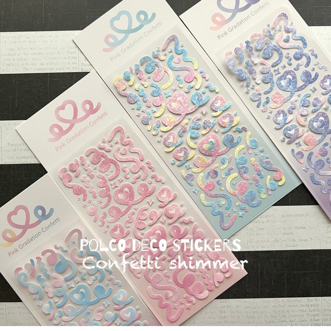 Polco Deco Stickers confetti Shimmer 1pc Korean Style Sticker Sheet ...