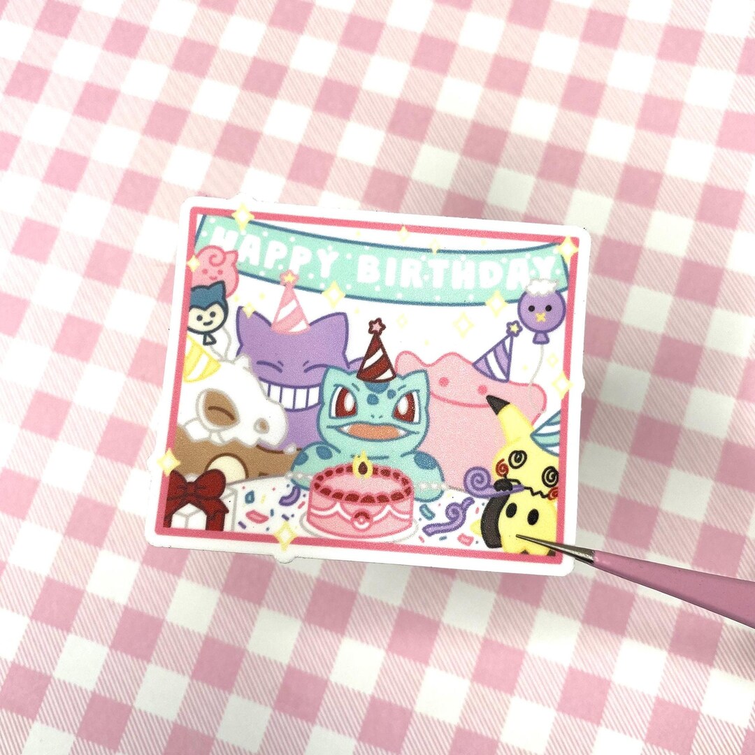 Gengar Bulbasaur Cubone Ditto Mimikyu Birthday Sticker - Etsy