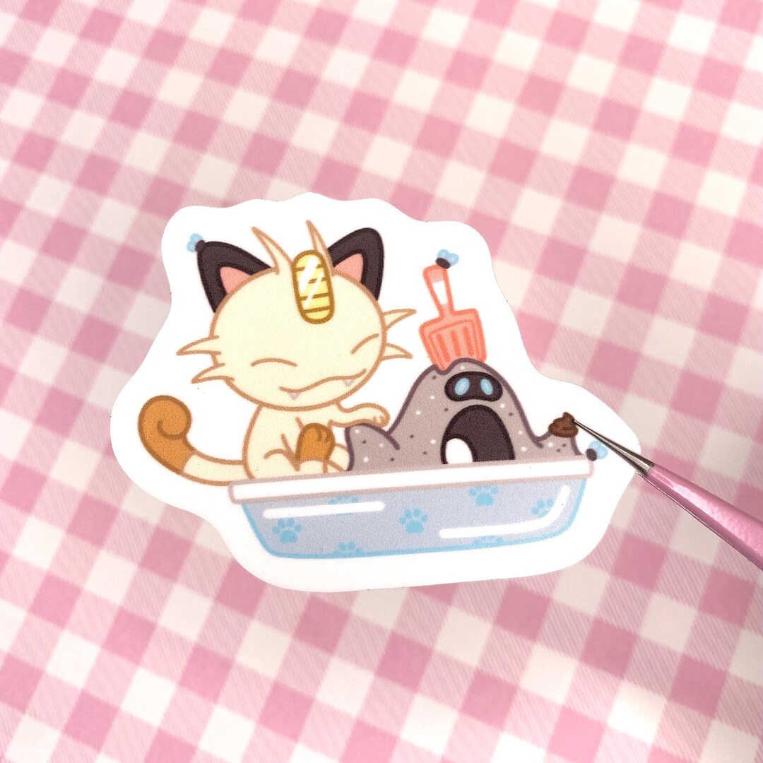 Meowth Litter Box Sticker - Etsy