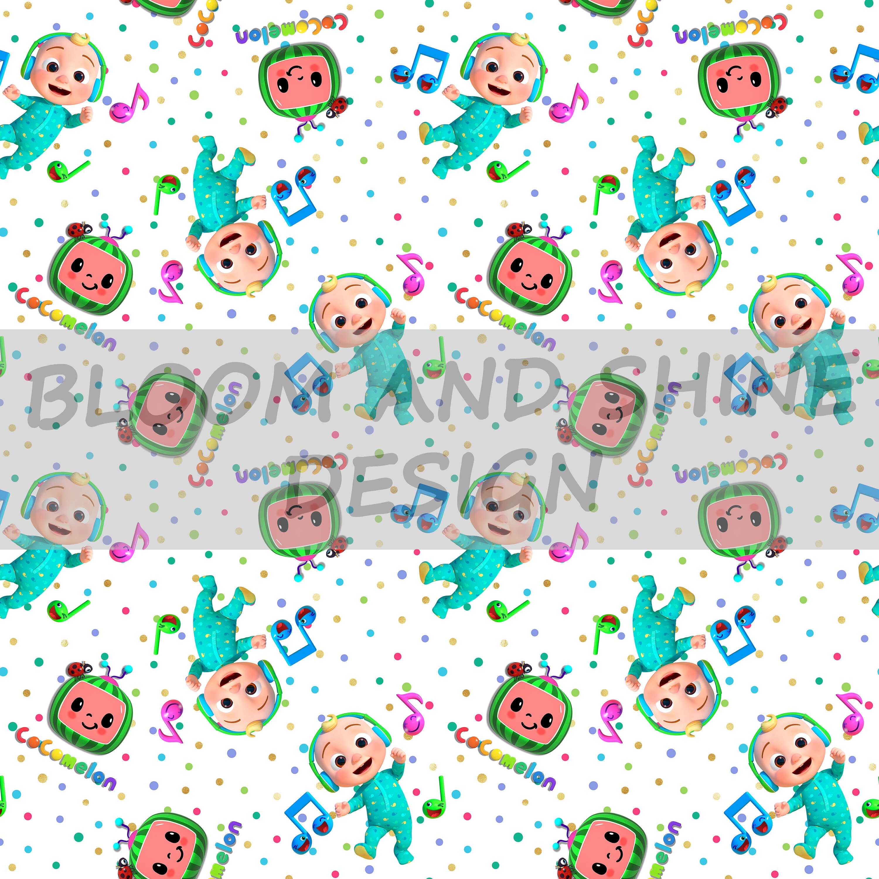 Cocomelon JJ Confetti Seamless Repeat Pattern 12in x 12in | Etsy