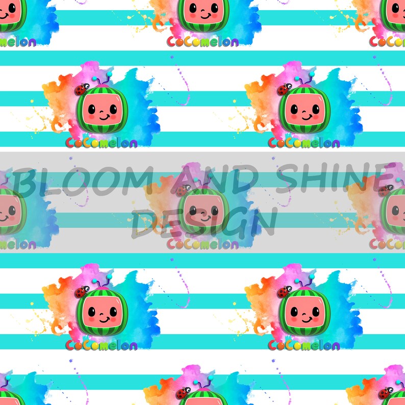 Cocomelon JJ Watermelon Color Splash Stripes Rainbow Seamless | Etsy