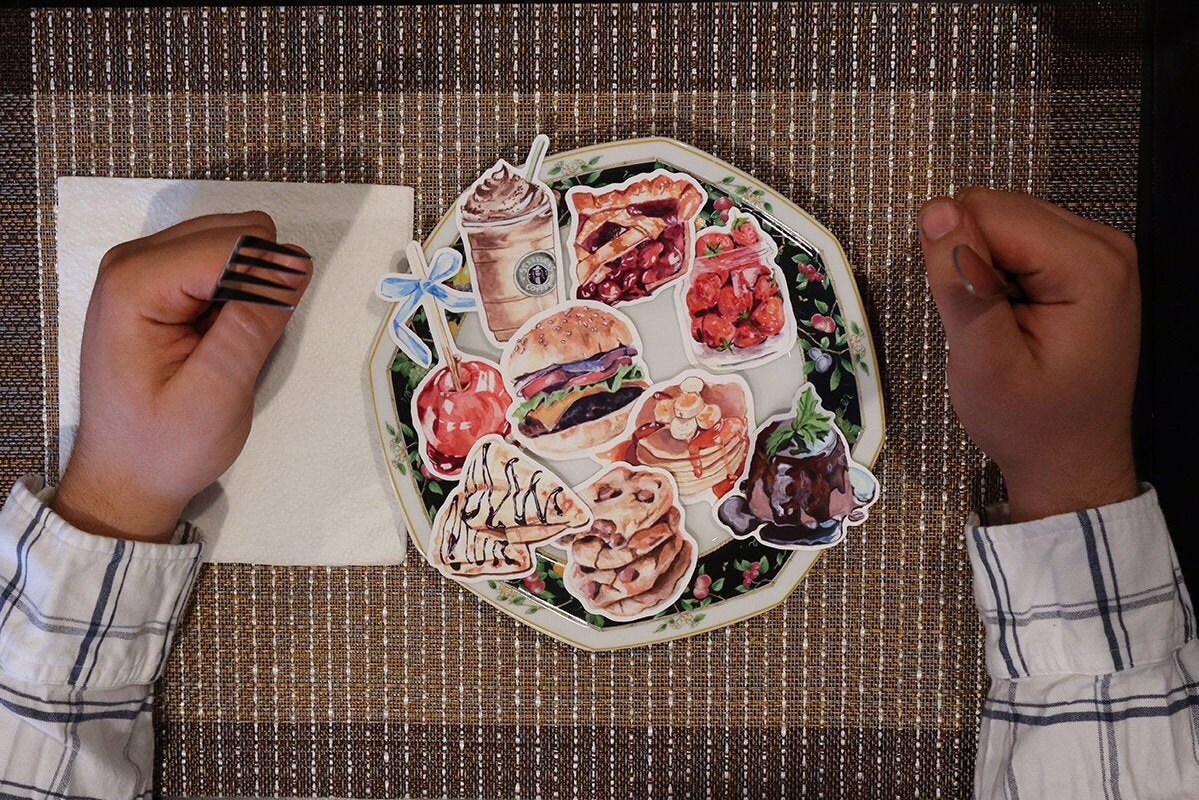 Food Illustration Pack of 9 Sticker Bundle, Aesthetic Cute Baking ...