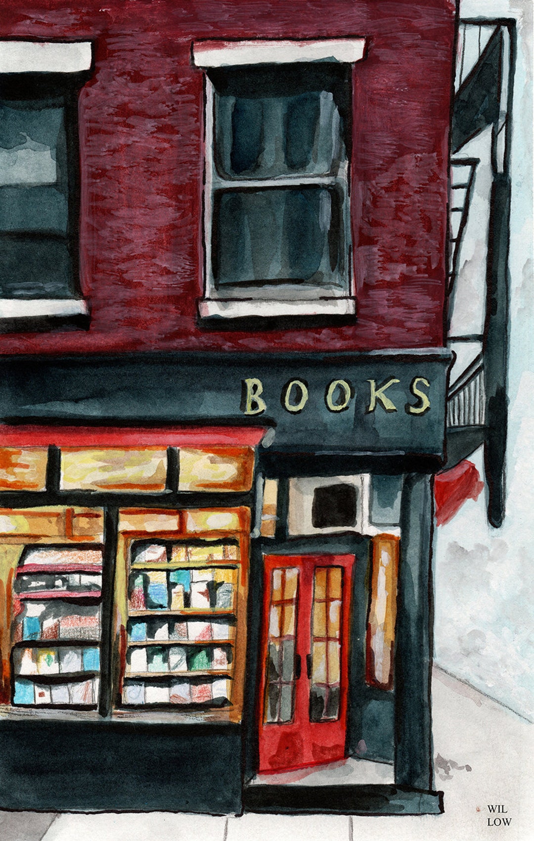 New York Bookstore Poster, Bookstore Illustration, Books Print, Library ...