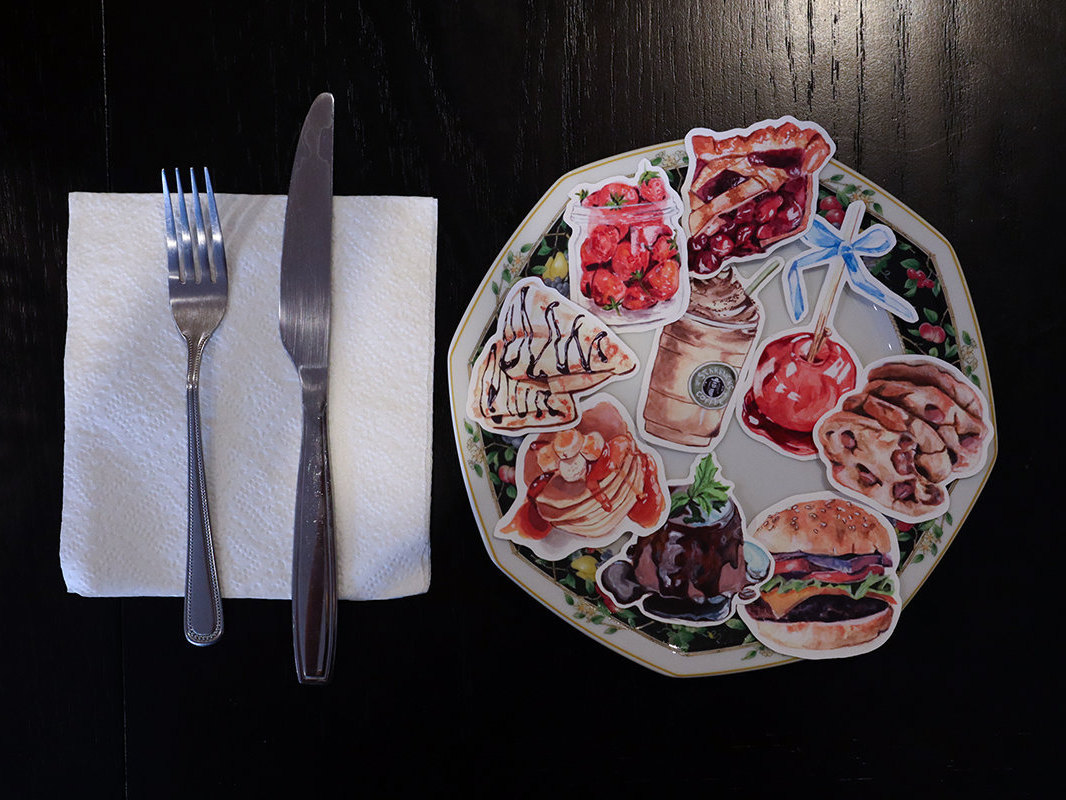 Food Illustration Pack of 9 Sticker Bundle, Aesthetic Cute Baking ...