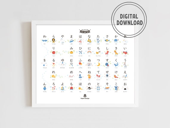Hiragana Chart White PRINTABLE Educational Hiragana Poster | Etsy