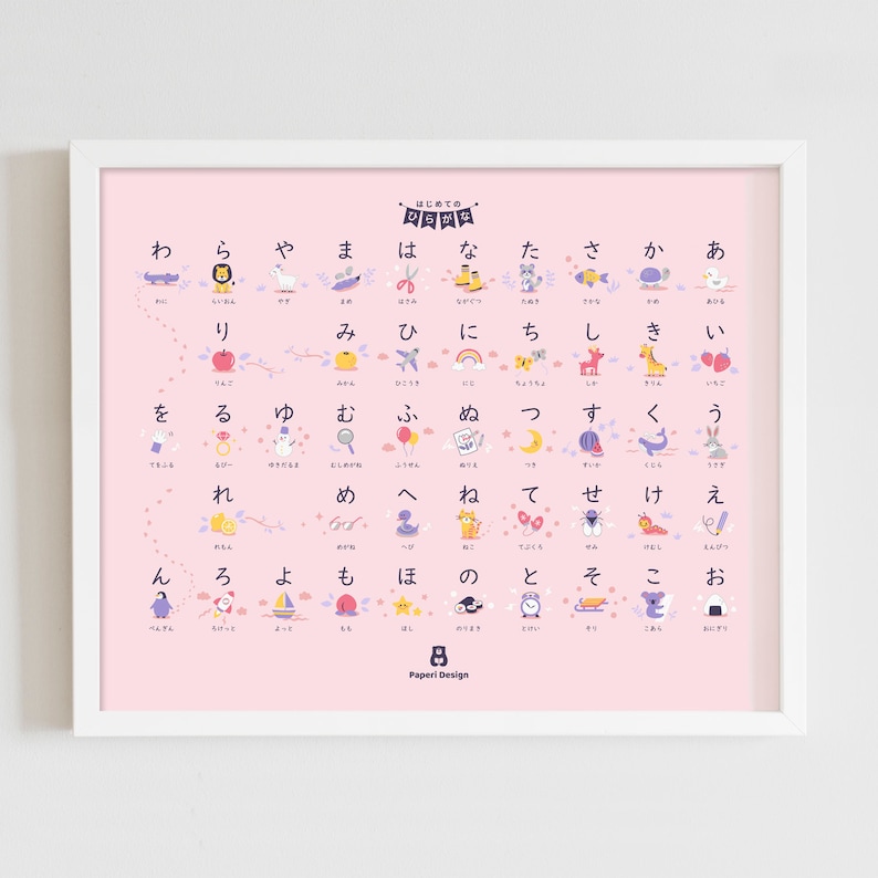 Hiragana Chart Print 16x20in, Educational Hiragana Poster, Japanese ...