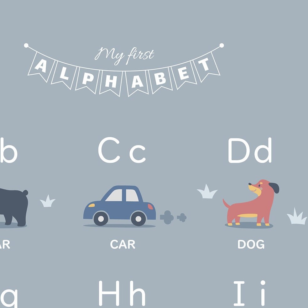 Alphabet Chart Gray, PRINTABLE Educational Poster, DIGITAL DOWNLOAD ...