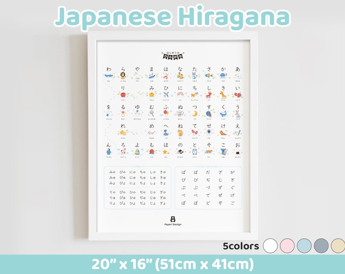 Hiragana Chart White, PRINTABLE Educational Hiragana Poster, DIGITAL ...