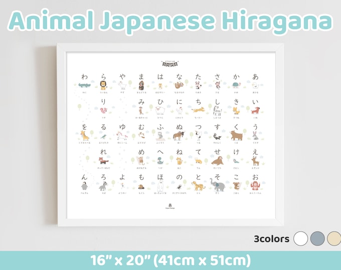 Hiragana Chart White, PRINTABLE Educational Hiragana Poster, DIGITAL ...