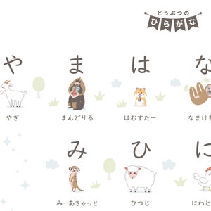 Animal Hiragana Chart White With Voiced Sound/p-sound/contracted Sound ...