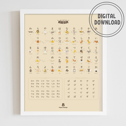 Japanese Hiragana Chart Poster - Etsy