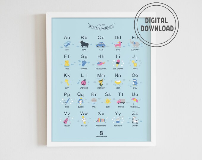Alphabet Chart Pink, PRINTABLE Educational Poster, DIGITAL DOWNLOAD ...