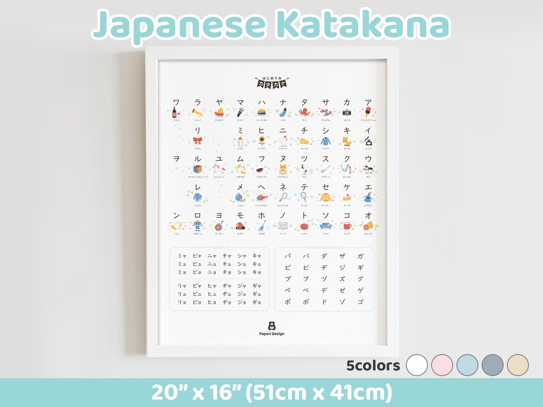 Katakana Chart Print With Voiced Sound/p-sound/contracted Sound 20x16in ...