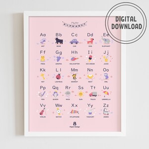 Alphabet Chart Pink, PRINTABLE Educational Poster, DIGITAL DOWNLOAD ...