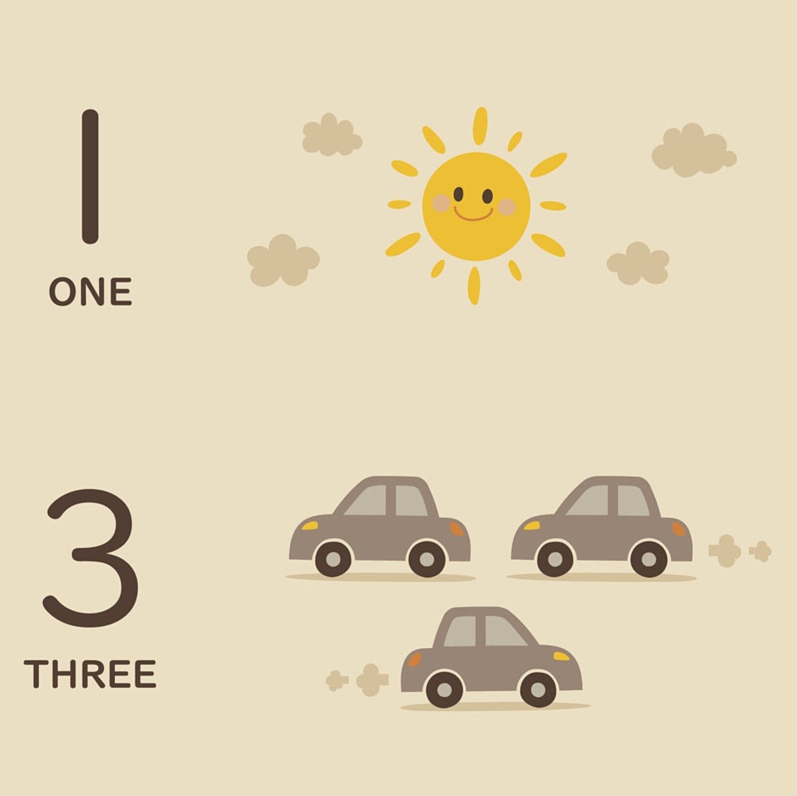 Numbers Chart Beige, PRINTABLE Educational Print, Maths Poster ...