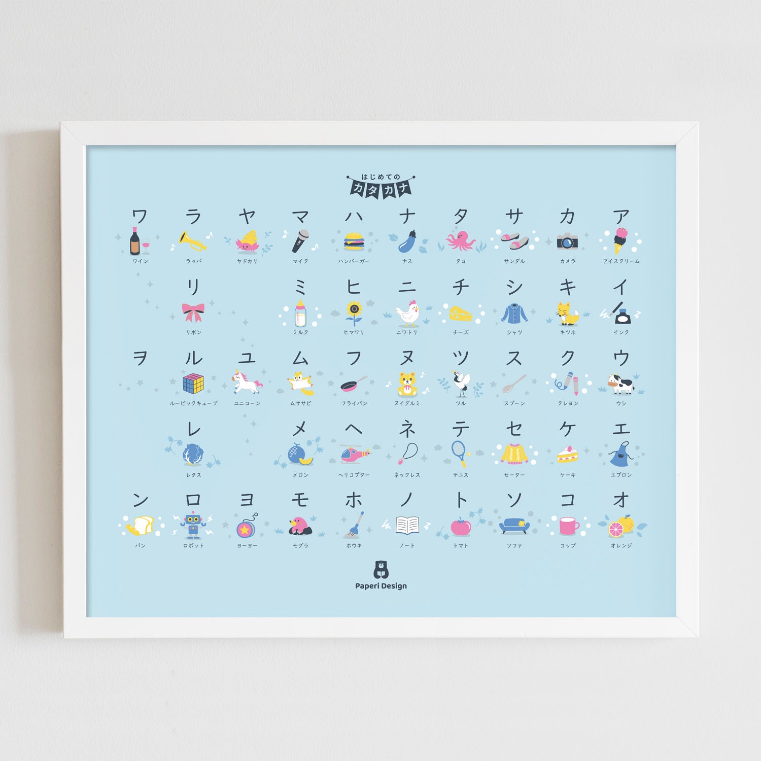 Katakana Chart Print 16x20in, Educational Katakana Poster, Japanese ...