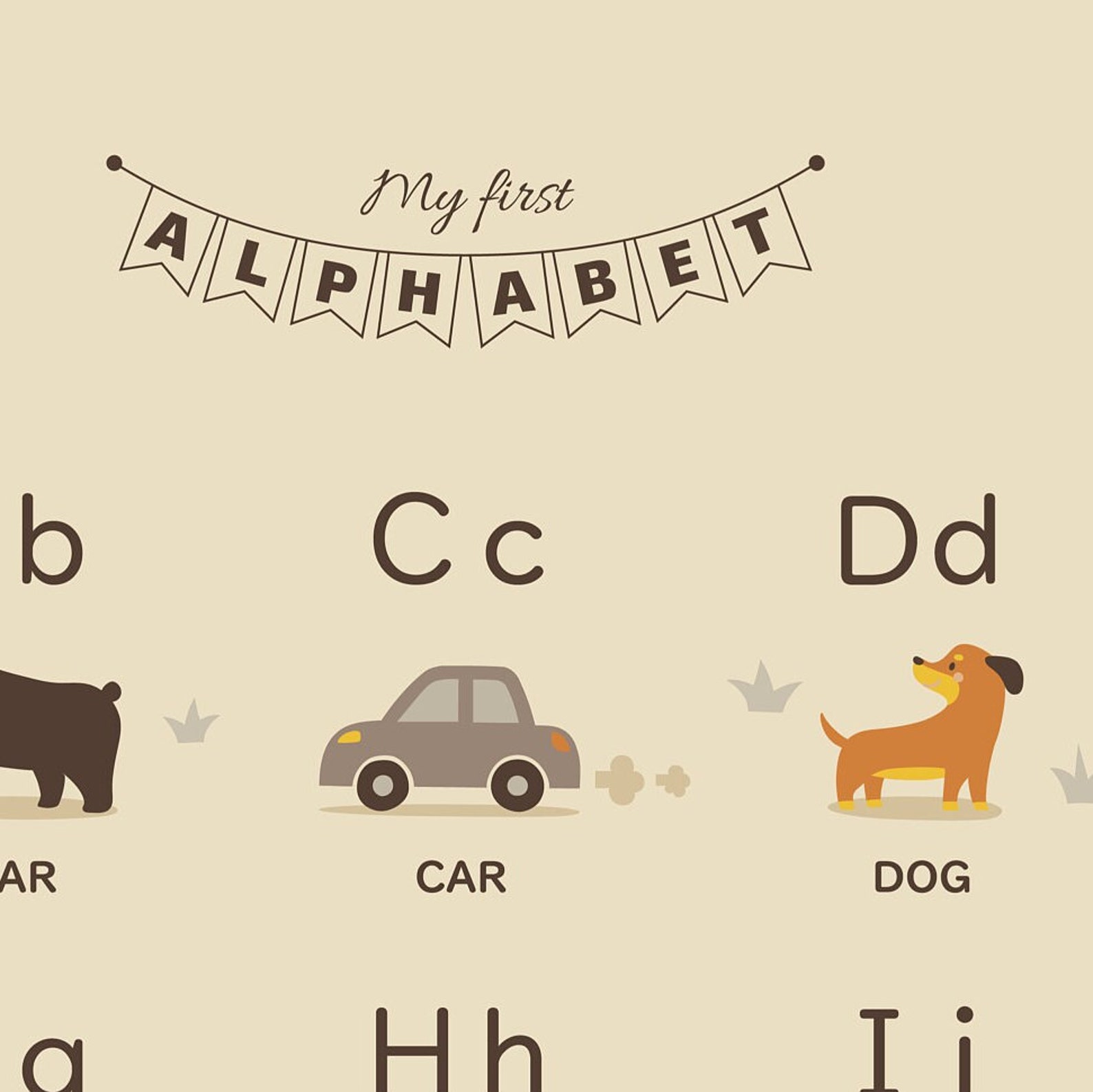 Alphabet Chart Beige, PRINTABLE Educational Poster, DIGITAL DOWNLOAD ...